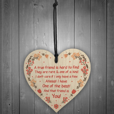 True Friend Plaque Friendship Gift Best Friend Sign Wooden Hanging ...