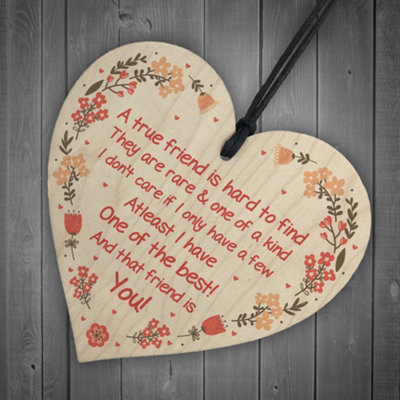 True Friend Plaque Friendship Gift Best Friend Sign Wooden Hanging ...