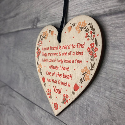 True Friend Plaque Friendship Gift Best Friend Sign Wooden Hanging ...