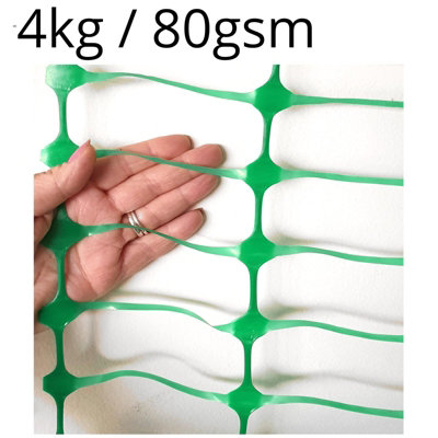 True Products Green Plastic Safety Barrier Mesh Fence Netting 1m x 25m ...