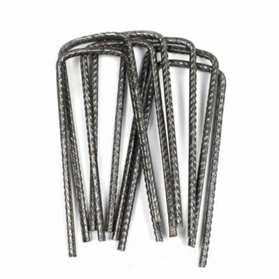 True Products Heavy Duty Steel Turf Mesh Weed Anchoring U-Pins - 100 pack