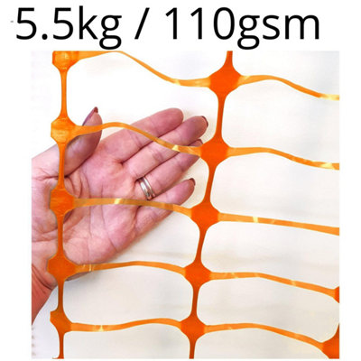 True Products Orange 5.5kg Plastic Safety Barrier Mesh Fence Netting 1m x 50m & 10 Metal Fencing ...