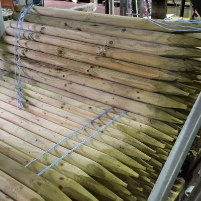 TRUE PRODUCTS PRESSURE TREATED ROUND WOODEN FENCE POSTS 1200MM X 50MM ...
