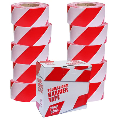 True Products Professional Hazard Barrier Tape 70mm x 500m Red & White ...