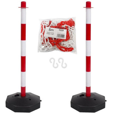 True Products Support Posts & Plastic Chain Barrier Set - 2 x Red ...