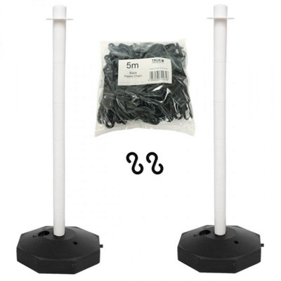 True Products Support Posts & Plastic Chain Barrier Set - 2 x White ...