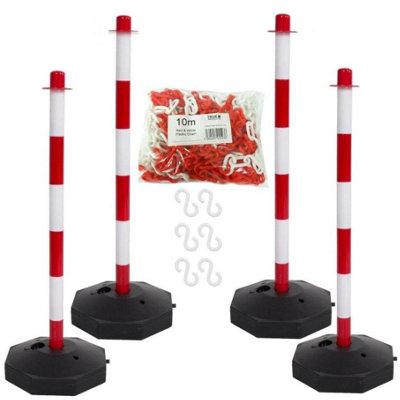 True Products Support Posts & Plastic Chain Barrier Set - 4 x Red ...