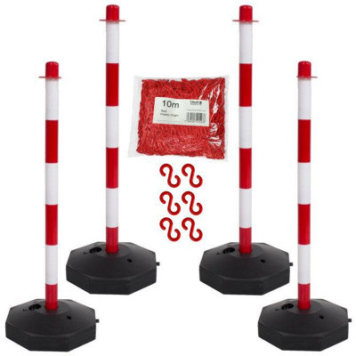True Products Support Posts & Plastic Chain Barrier Set - 4 x Red ...