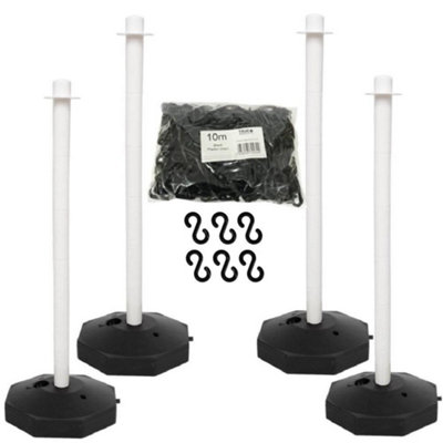 True Products Support Posts & Plastic Chain Barrier Set - 4 x White ...