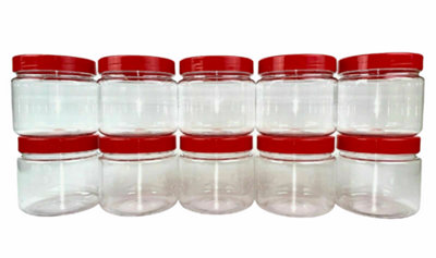 Truenova Set of 10 x 1L Round Plastic Storage Jars Kitchen/Garage ...
