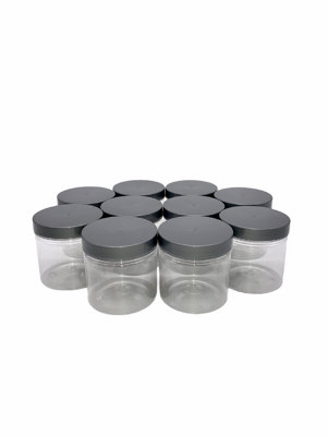 Truenova Set of 10 x 250ml Small Round Plastic Storage Jars Kitchen ...