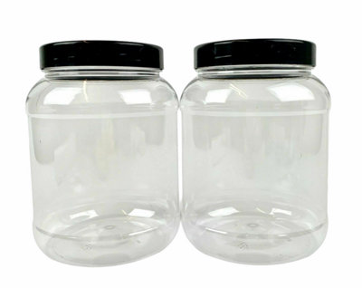 Truenova - Set of 2 x Round 2.25L Plastic Storage Jars Kitchen/Garage ...