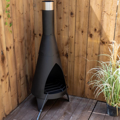 TRURO 120CM CONTEMPORARY BLACK CHIMINEA