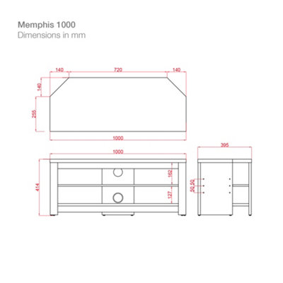 TTAP Memphis MEM-1000-WAL Walnut TV Stand (L) 1000mm