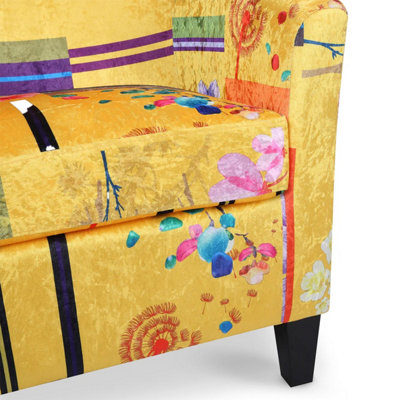 Tub Chair Armchair Club Chair in Gold Patchwork Fabric