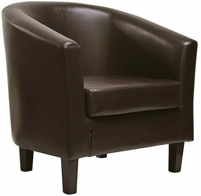 Tub Chair Faux Leather Arm Chair Brown by MCC | DIY at B&Q