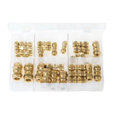 Tube Couplings Brass Metric Box of 27 Pieces