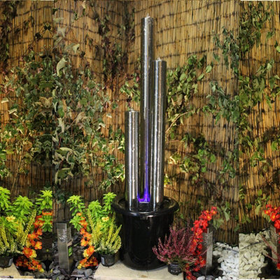Tube Modern Metal Water Feature - Mains Powered - Stainless Steel - L42 ...
