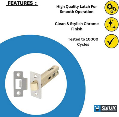 Tubular Mortice Latch 75mm Chrome Plated Mortice Latch Locks Internal ...