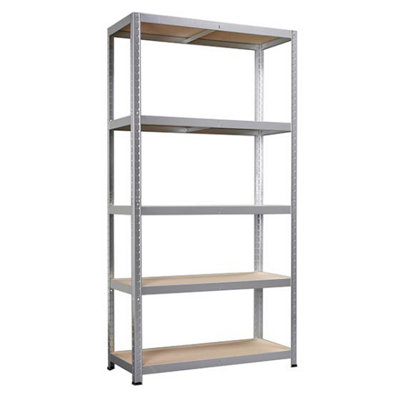 TUFF 175 Shelving Unit - H174 x W90 x D45cm, Galvanised, 5 MDF shelves