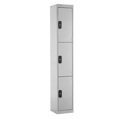 TUFF Lockers - 3 Compartment - H1800 x W450 x D450mm - Light Grey