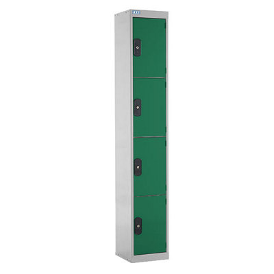 TUFF Lockers - 4 Compartment - H1800 x W300 x D300mm - Green | DIY at B&Q