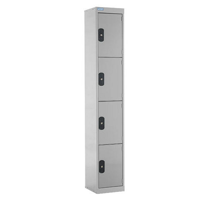TUFF Lockers - 4 Compartment - H1800 x W380 x D380mm - Light Grey