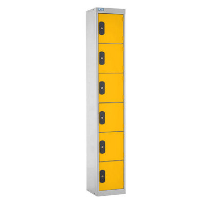 TUFF Lockers - 6 Compartment - H1800 x W300 x D300mm - Yellow