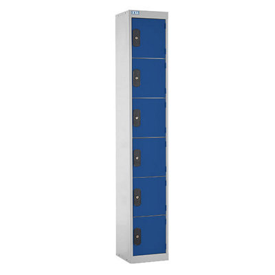 TUFF Lockers - 6 Compartment - H1800 x W300 x D450mm - Blue