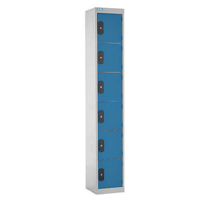 TUFF Lockers - 6 Compartment - H1800 x W380 x D380mm - Light Blue