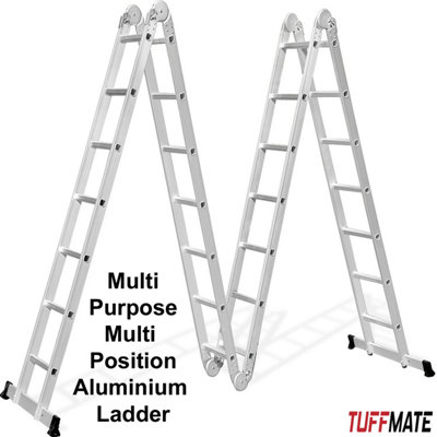 Tuff Mate 12-in-1 Multi-Purpose Aluminium Ladder - 4-Section Folding ...