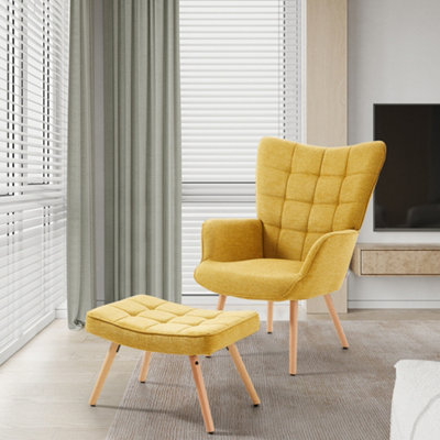 Yellow armchair and footstool store