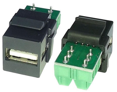 TUK - USB 2.0 A Female to Screw Termination Keystone Socket, Black