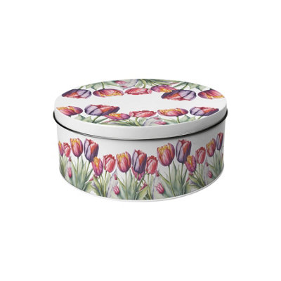 Tulips Set of 2 Cake Tins Gift - Nesting Round Large & Medium Metal ...