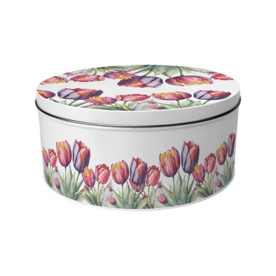 Tulips Set of 2 Cake Tins Gift - Nesting Round Large & Medium Metal ...