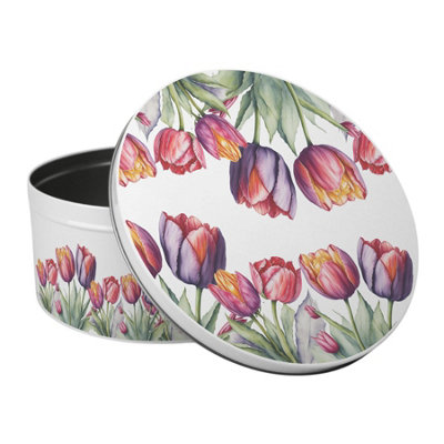 Tulips Set of 2 Cake Tins Gift - Nesting Round Large & Medium Metal ...