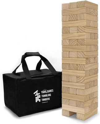 Tumbling Timbers Game, Yard Games Large, Includes 56 Wooden Timber Blocks