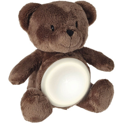 Tummy Glow Teddy Bear Nightlight - Battery Powered Kids Brown Soft Faux ...
