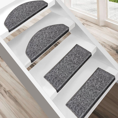 Turbo Grey Self Adhesive Edged Carpet Stair Tread Mat for Indoor Stairs ...