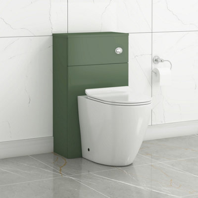 Turin 500mm Matte Green BTW WC Unit with Elva Rimless Short Projection ...