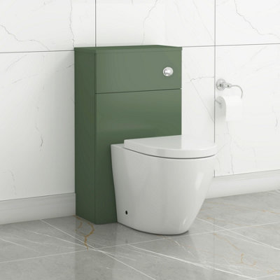 Turin 500mm Matte Green BTW WC Unit with Elva Rimless Toilet Pan & Seat ...