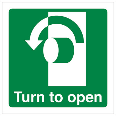 Turn To Open Anti Clockwise Door Sign - Adhesive Vinyl 100x100mm (x3 ...