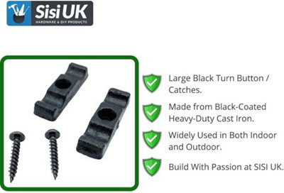TURNBUTTON BLACK 50MM LARGE BLACK TURN BUTTON LATCH THUMB CATCHE SHED ...