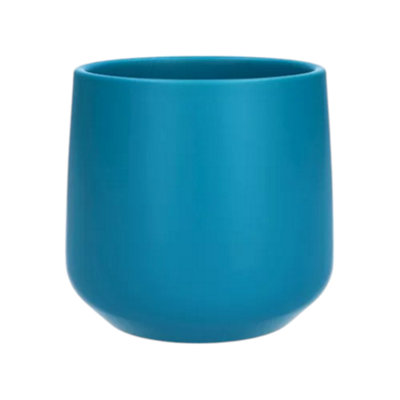 Turquoise Ceramic Indoor Plant Pot - H14.5cm