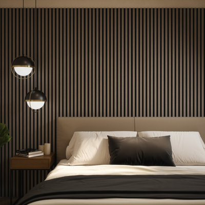 Tuscan Misty Grey Acoustic Wall Panels Wrapped Slat PVC - Single Panel ...