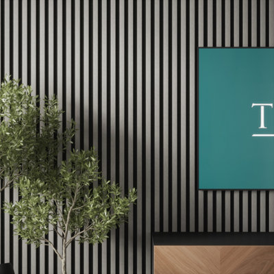 Tuscan Misty Grey Acoustic Wall Panels Wrapped Slat PVC - Single Panel ...