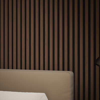 Tuscan Walnut Acoustic Wall Panels Wrapped Slat PVC - Single Panel ...