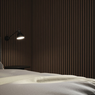 Tuscan Walnut Acoustic Wall Panels Wrapped Slat PVC - Single Panel ...