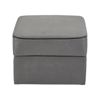 Tuscany Storage Footstool In Light Grey Fabric With Black Piping