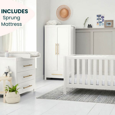 Tutti Bambini Tivoli 4 Piece Nursery Set - White Cot Bed with Sprung ...